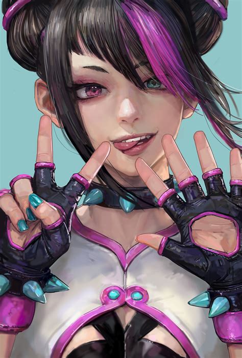 Miche Han Juri Street Fighter Highres 1girl Black Hair Blue Eyes