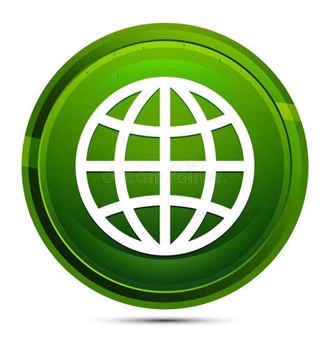 World Icon Glassy Green Round Button Illustration Stock Vector