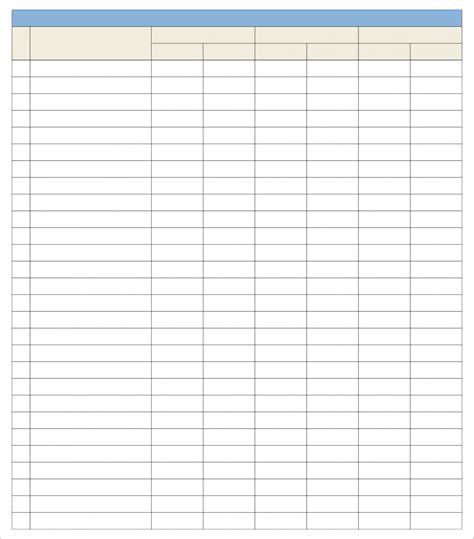 Blank 6 Column Chart Template Organize Data Efficiently All Free