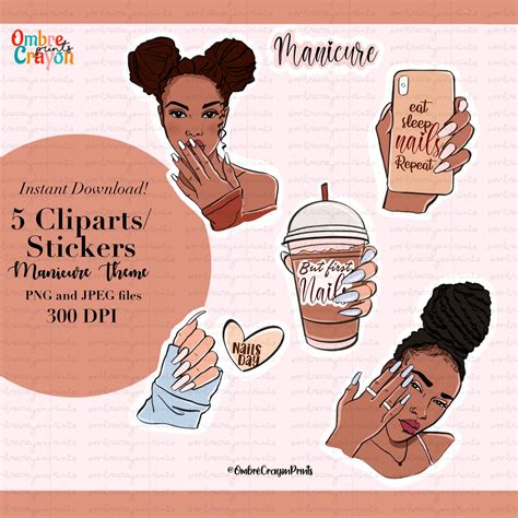 Manicure Stickernail Dayhappy Plannerpng Clipartafrican Etsy España