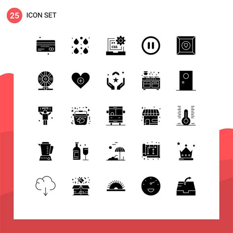 25 Thematic Vector Solid Glyphs And Editable Symbols Of User Interface Edit Development Css