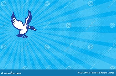 Flying Mallard Duck Logo Isolated On White Background Cartoon Vector