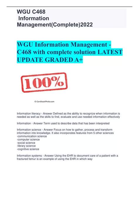 WGU Information Management C468 With Complete Solution LATEST UPDATE GRADED A WGU