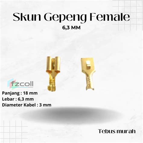 Jual Skun Kabel Gepeng Female 6 3mm Terminal Kabel Cewek 6 3 Mm