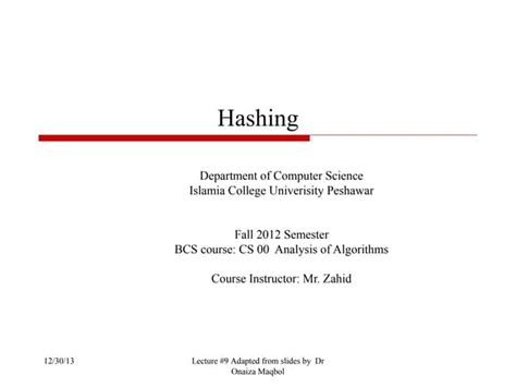 Hashing Ppt Databases Computer Software And Applications