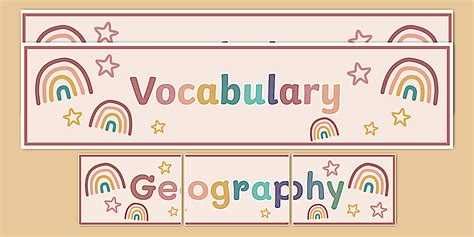Muted Rainbow Class Subjects Display Banner Pack Twinkl