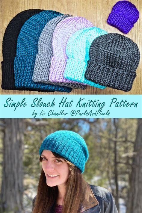 Basic Slouch Hat Knitting Pattern In 2024 Hat Knitting Patterns