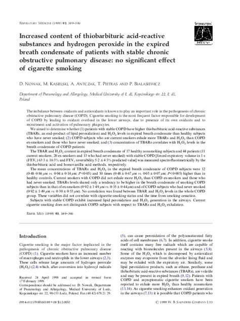 Pdf Increased Content Of Thiobarbituric Acid Reactive Substances And