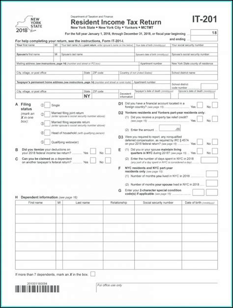 Printable New York State Tax Forms Printable Forms Free Online