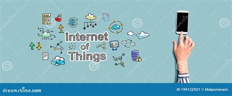 IoT With Person Using Smartphone Stock Image Image Of Colorful Cloud