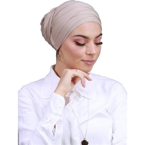 Turban Hijab à Enfiler Bonnet Croisé Pour Femme Musulmane Voilée210