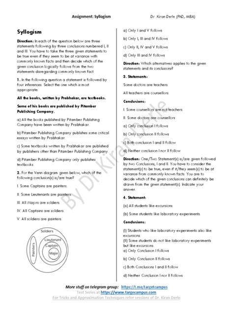 Logical Reasoning Practice Questions Analyzing Syllogisms Pdf