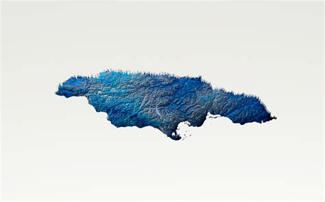 3d 딥 블루 물 자메이카 지도 음영 처리 된 구호 텍스처지도 흰색 배경 3d 일러스트 레이 션 0명에 대한 스톡 사진 및 기타