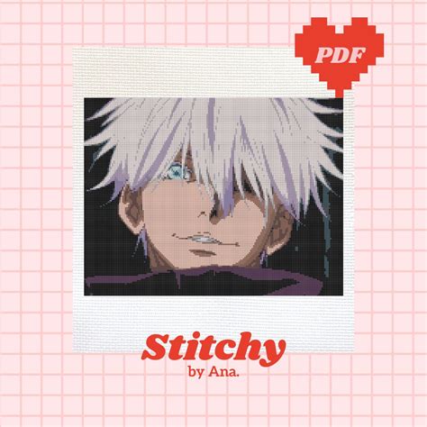Gojo Satoru Jujutsu Kaisen Anime Pdf Cross Stitch Pattern Etsy