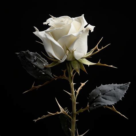 Premium Photo Elegance Amidst Darkness The Singular White Rose With