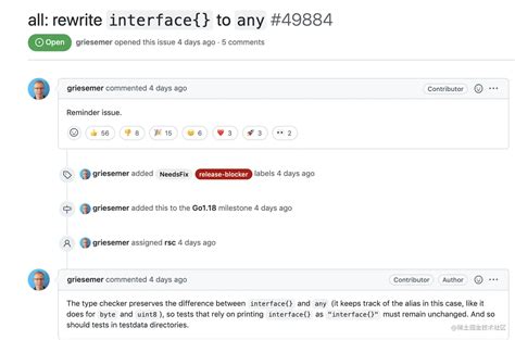 Go 新关键字 Any，interface 会成为历史吗？大家好，我是煎鱼。 大家在看 Go118 泛型的代码时， 掘金