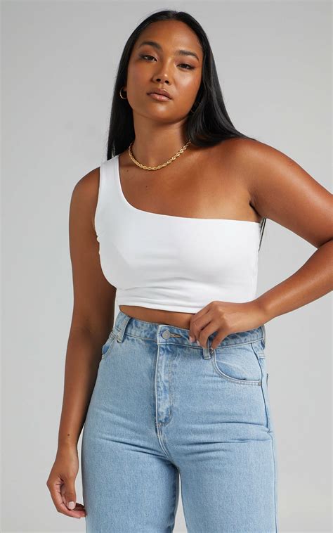 Bonny Top One Shoulder Crop Top In White Showpo Usa