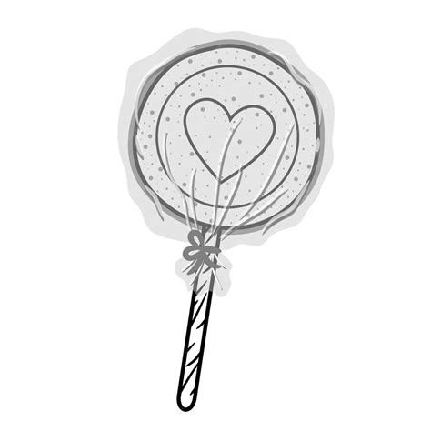 Premium Vector Korean Dalgona Candy Heart Shape With Wrap And Stick Sketch For Coloring