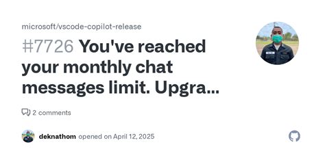 Youve Reached Your Monthly Chat Messages Limit Upgrade To Copilot Pro 30 Day Free Trial Or