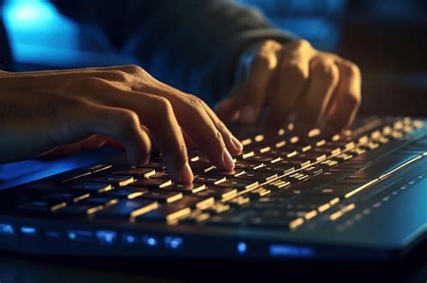 Premium Ai Image Generative Ai Typing On Keyboard Closeup Shot Hands Using Laptop Computer And