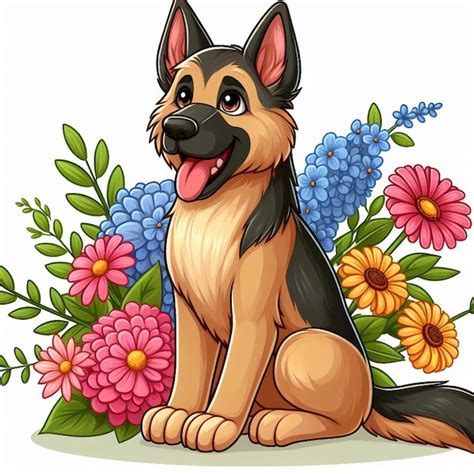 Chien berger allemand Vector Illustration de dessin animé Vecteur Premium