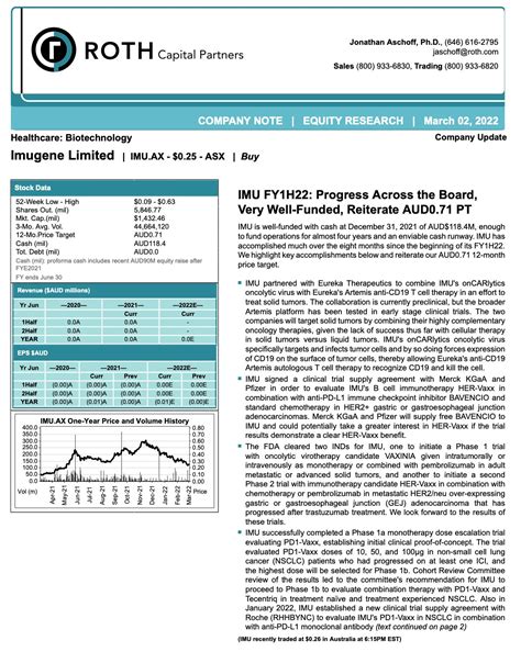 Imugene Cancer Immunotherapies On Twitter New Analyst Coverage From