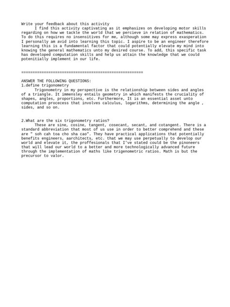 Math Trigonometry Ratios Pdf Computers