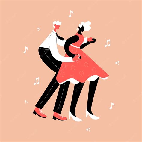 Concepto De Baile De Fiesta Retro Pareja Joven Negra Bailando Swing