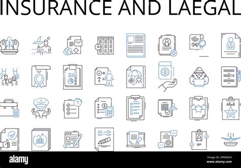 Insurance And Laegal Line Icons Collection Coverage Protection Security Assurance
