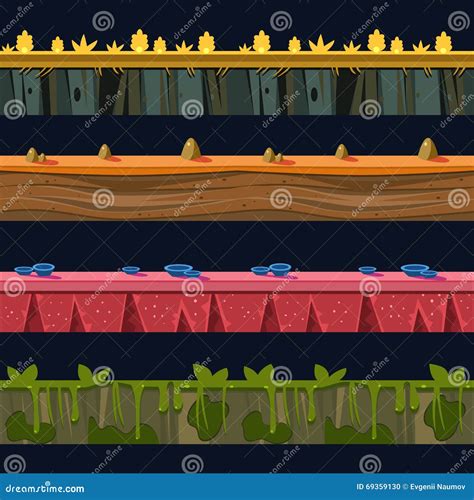 Different Environments Platformer Level Floor Design Set Vector Illustration Cartoondealer