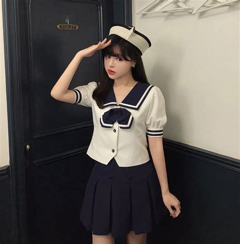 Starry甜美学院风JK套装海军领蝴蝶结衬衫水手服高腰百褶半身裙 虎窝淘