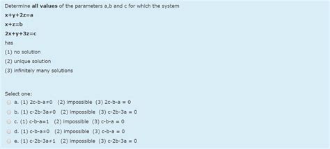 solved determine all values of the parameters a and b for