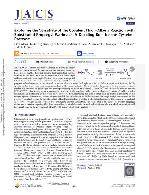Pdf Exploring The Versatility Of The Covalent Thiol Alkyne Reaction
