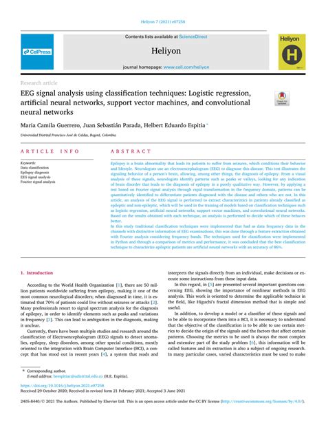 Pdf Eeg Signal Analysis Using Classification Techniques Logistic