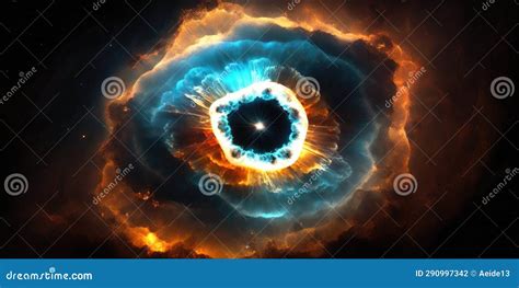 Bioluminescent Iris In Outer Space Nebula Glowing Blue Swirling Orb