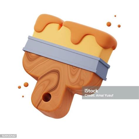 페인트 브러시 아이콘 디자인의 3d 일러스트레이션 렌더링입니다 예술 창의성 페인팅 및 디자인 테마 프로젝트에 적합하여 디자인을 향상시킵니다 3차원 형태에 대한 스톡 사진 및