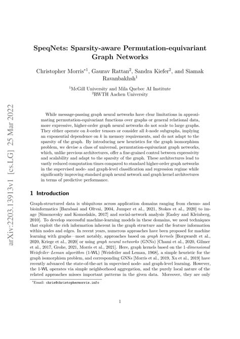 Speqnets Sparsity Aware Permutation Equivariant Graph Networks Deepai