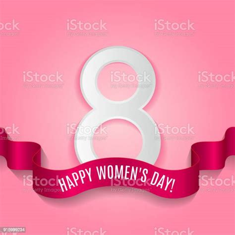 8 3 월 실크 리본 및 활 종이 수 8 그림자와 함께 국제 여성의 날 배경 여성 또는 어머니의 날에 대 한 인사말 카드입니다