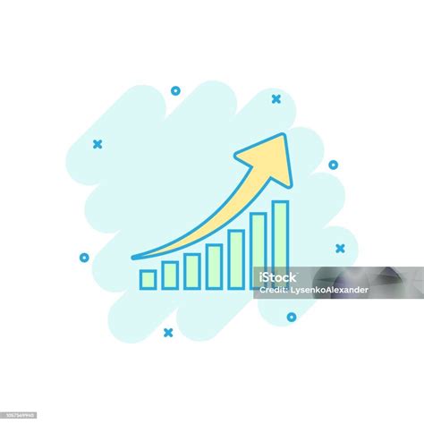 漫畫風格的向量動畫片增長圖表圖示生長圖符號插圖圖示增加箭業務飛濺效果的概念向量圖形及更多信息圖形圖片 信息圖形 卡通 商務 Istock