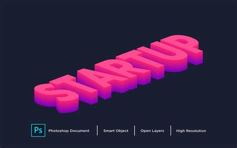 Startup Text Effect Design Photoshop Layer Style Effect Illustration