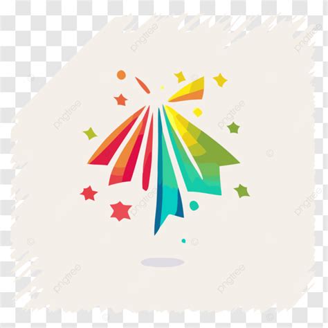 Rainbow Firework Logo Illustration With Stars Vector A Simplistic