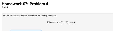solved homework 07 problem 4 1 point find the particular