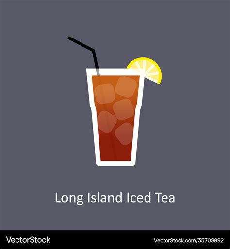 Long Island Iced Tea Cocktail Icon On Dark Vector Image