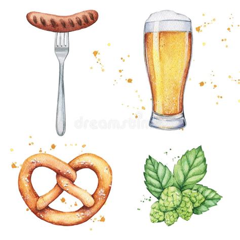 Watercolor Beer Glass And Pint Stock Illustration Illustration Of