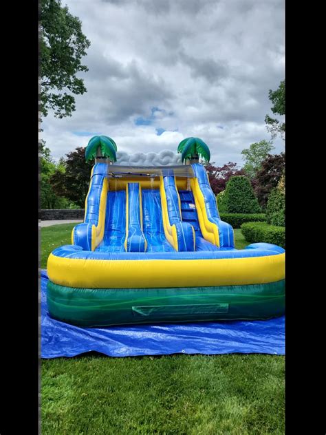 Jr Blue Lagoon Dual Lane Inflatable Slide Rentals Blue Balloon Parties