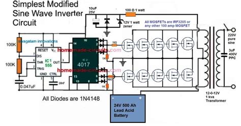 simple inverter circuit diagram 1000w