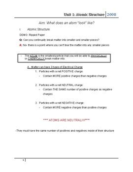 ATOMIC STRUCTURE AND HISTORY GUIDED NOTES KEY By G And G Education NY