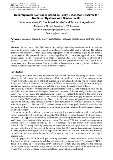 Reconfigurable Controller Based On Fuzzy Descriptor Observer For Nonlinear Systems With Sensor