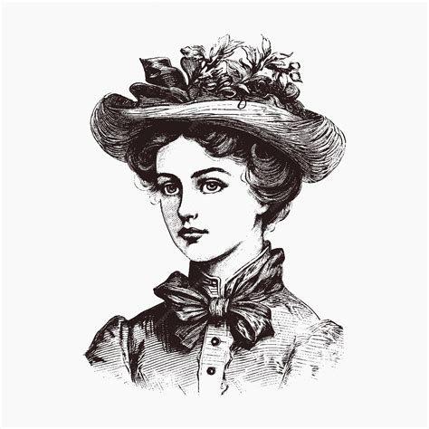 Premium Vector Vector Portrait Of A Woman Vintage Illustration In Engraving Style Isolated On