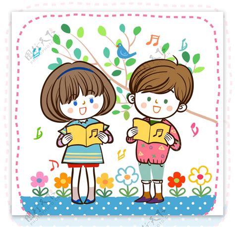 放声歌唱的男孩女孩图片素材 编号14809353 图行天下